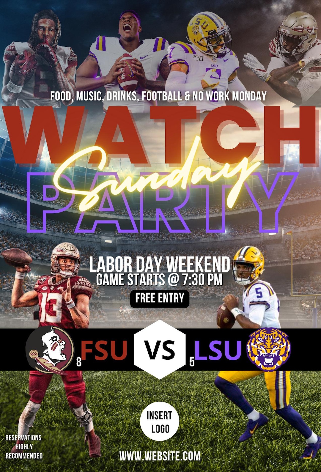 Football Watch Party Flyer|invite|social Media Post - Etsy