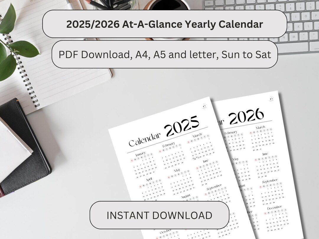 2025/2026 the At-a-glance A4 PDF Calendar - Etsy