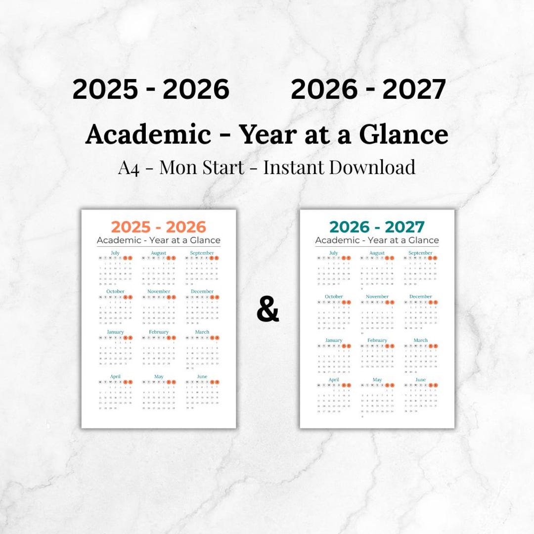 Year-at-a-glance Academic Calendar – Printable PDF for 2025–2026 & 2026 ...