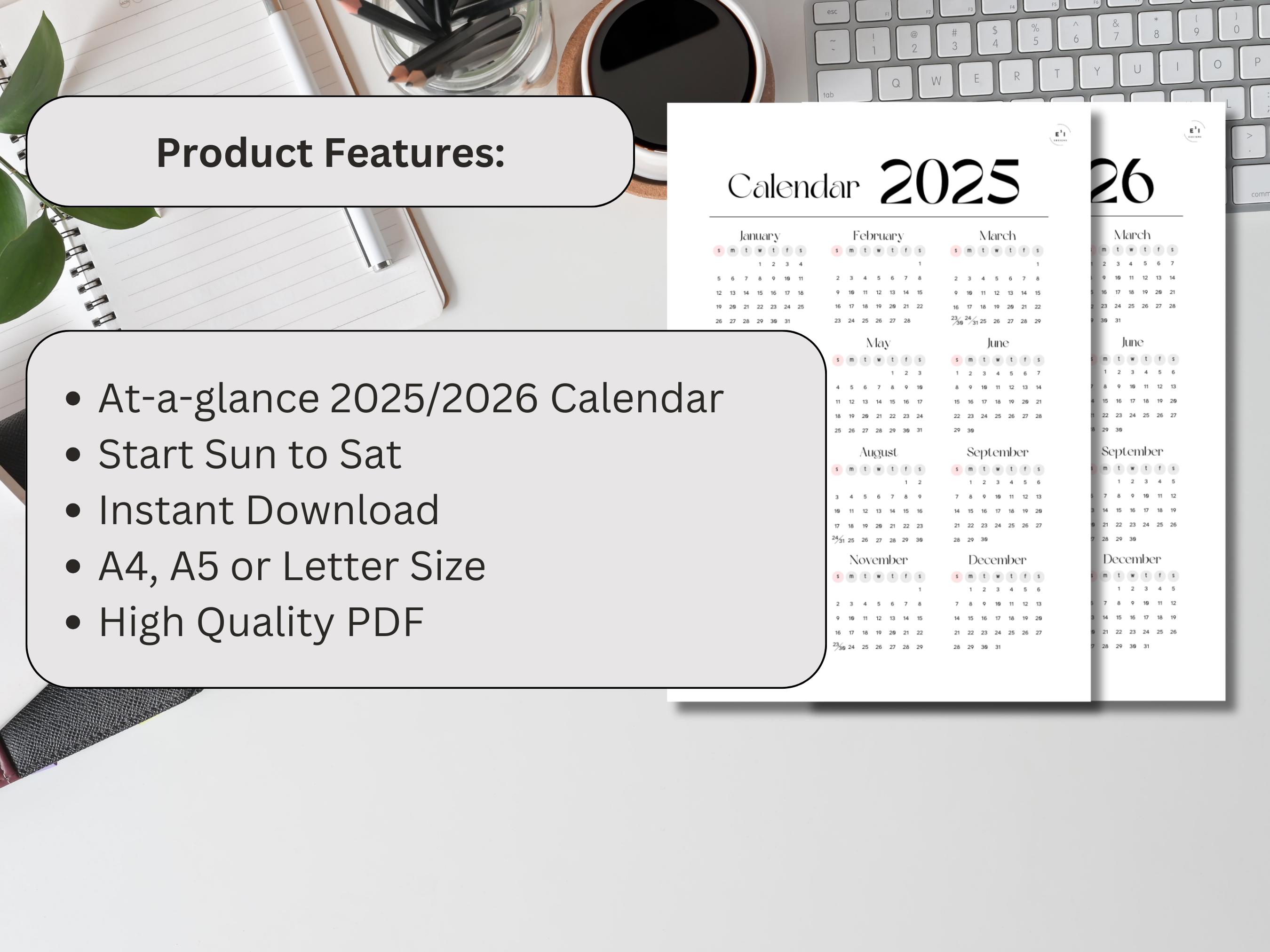 2025/2026 the At-a-glance A4 PDF Calendar - Etsy