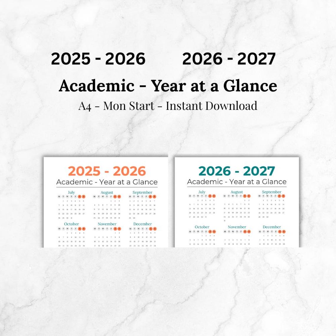 Year-at-a-glance Academic Calendar – Printable PDF for 2025–2026 & 2026 ...