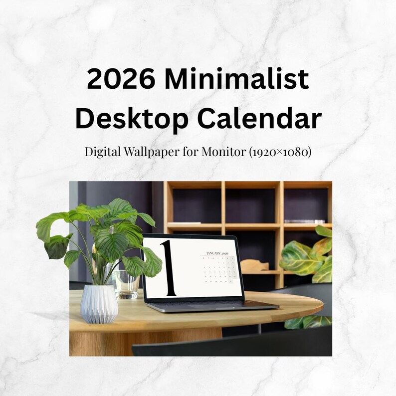 2026 Minimalist Desktop Calendar | Monitor Wallpaper (digital Download ...