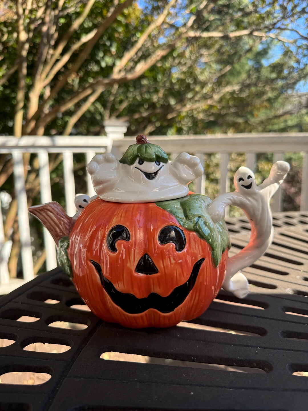Fitz and Floyd Vintage Halloween Teapot Ghost Omnibus Collectors Item ...