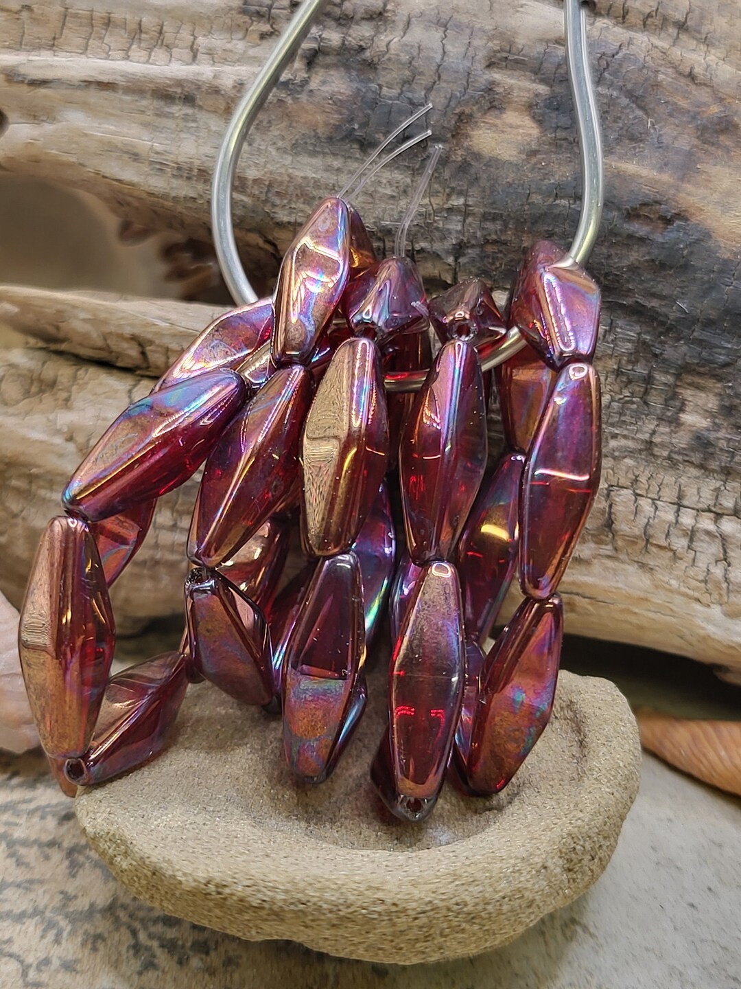 Pressed Glass Rhombus Bead Strand - Etsy