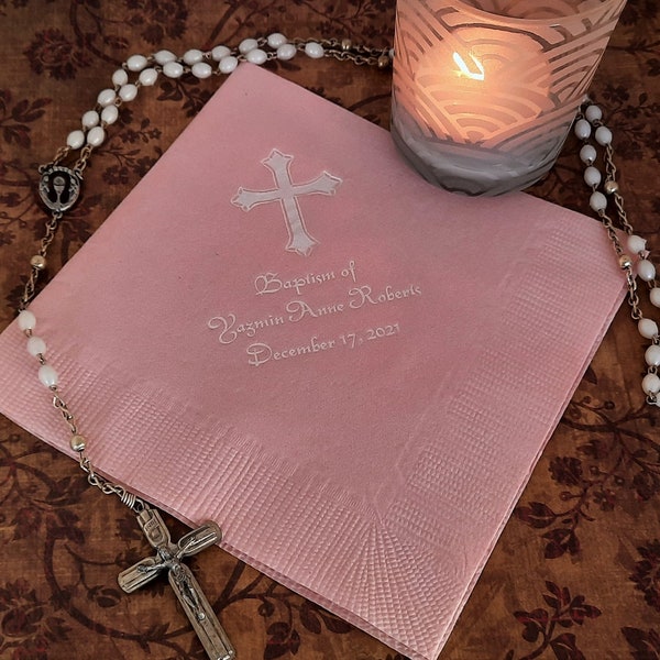 Baptism Napkins Cross - Etsy
