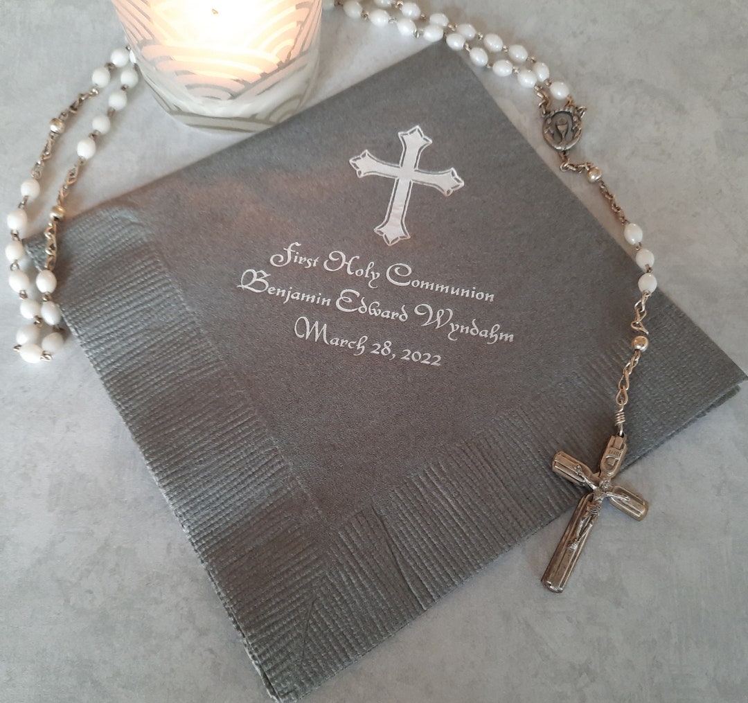 First Communion Napkins Cross Personalized Napkins Confirmation Napkins ...