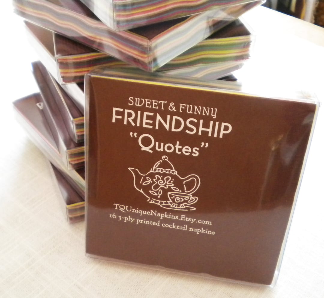 Friendship Napkin Quote Boxed Set of 16 Printed Napkins Girlfriend Gift ...