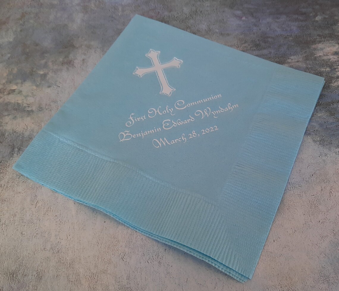 First Communion Napkins Cross Personalized Napkins Confirmation Napkins ...