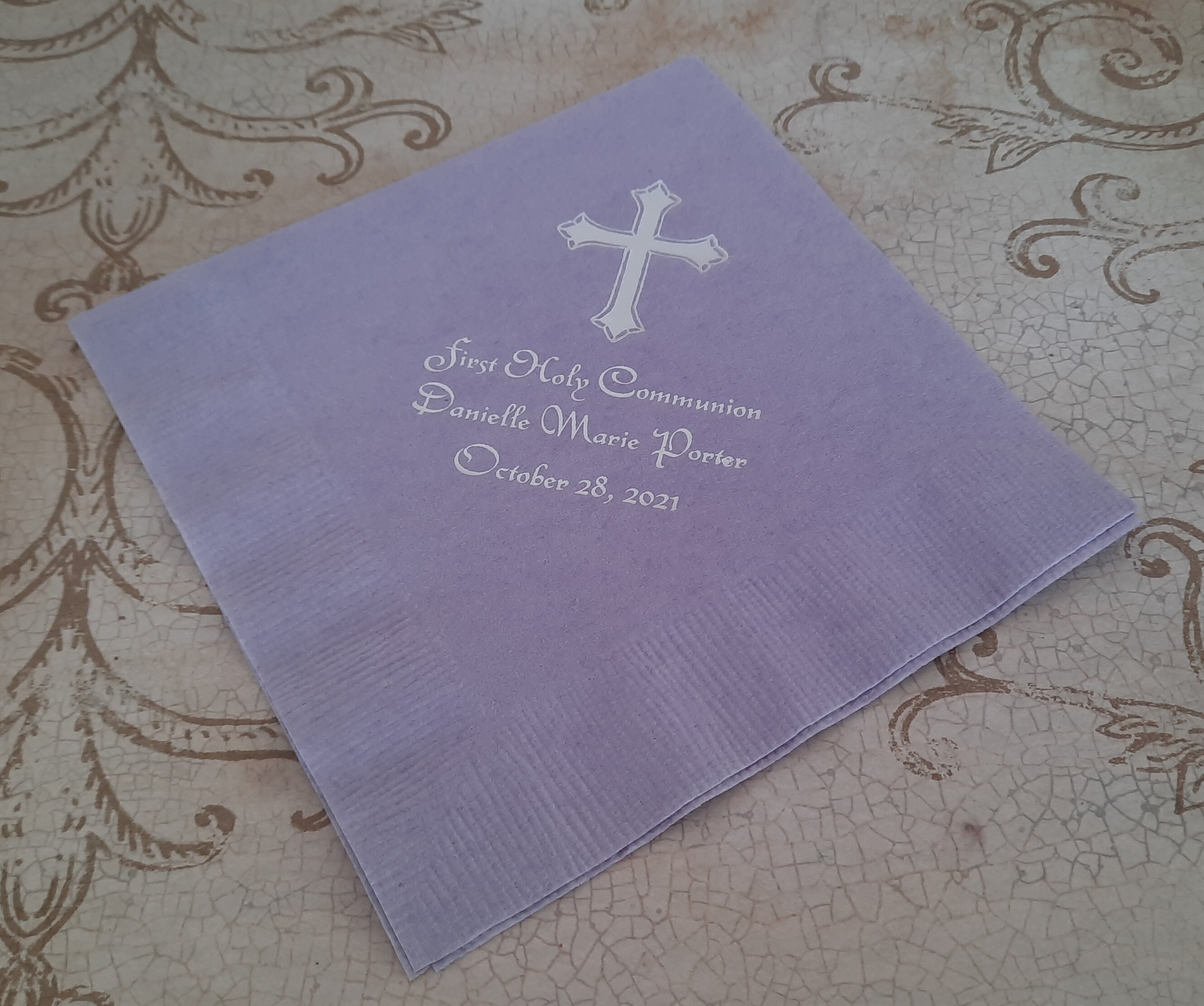 First Communion Napkins Cross Personalized Napkins | Etsy