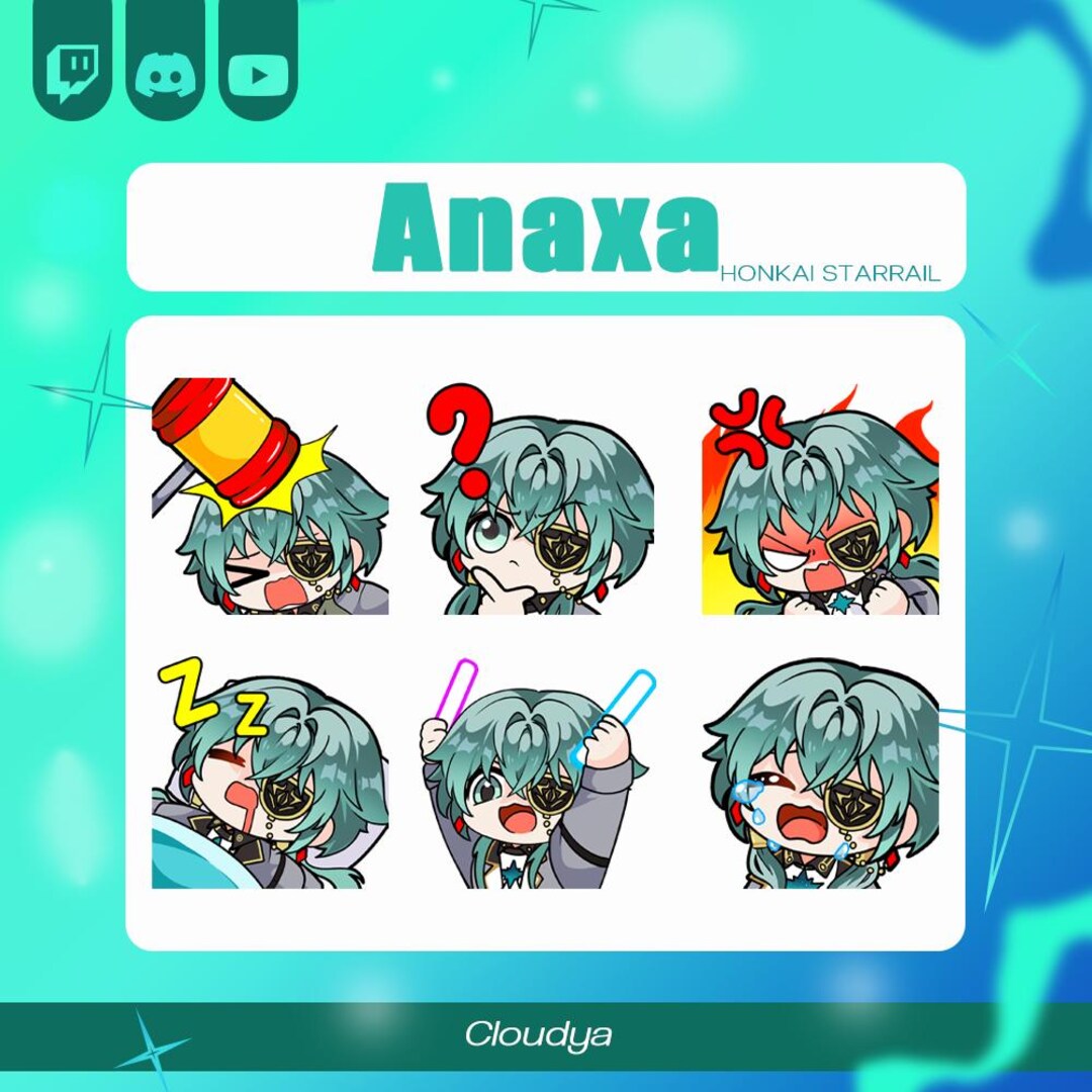 Anaxa Honkai Starrail Emotes, Chibi Twitch/discord Stream Assets ...