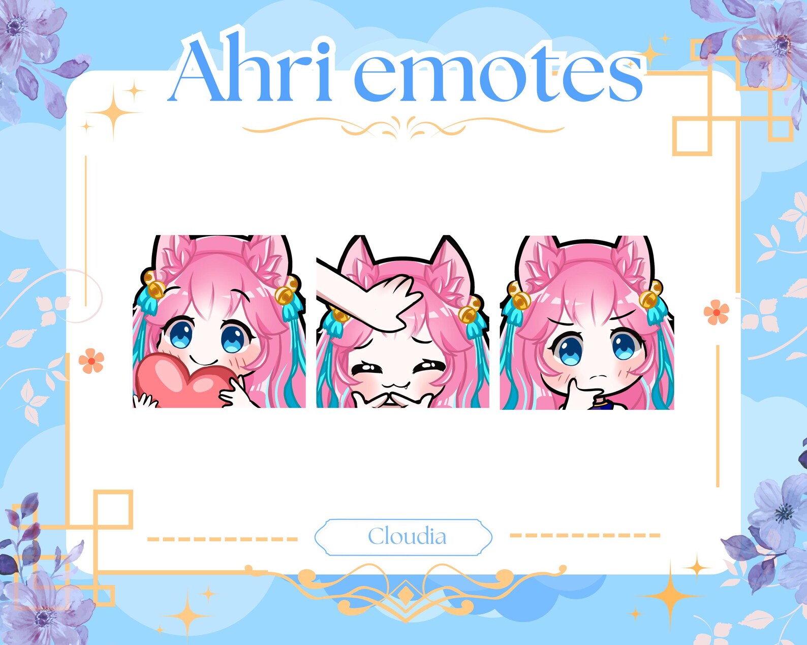 Ahri Twitch Emote Pack | Discord Emote | Spirit Blossom Ahri | Cute ...