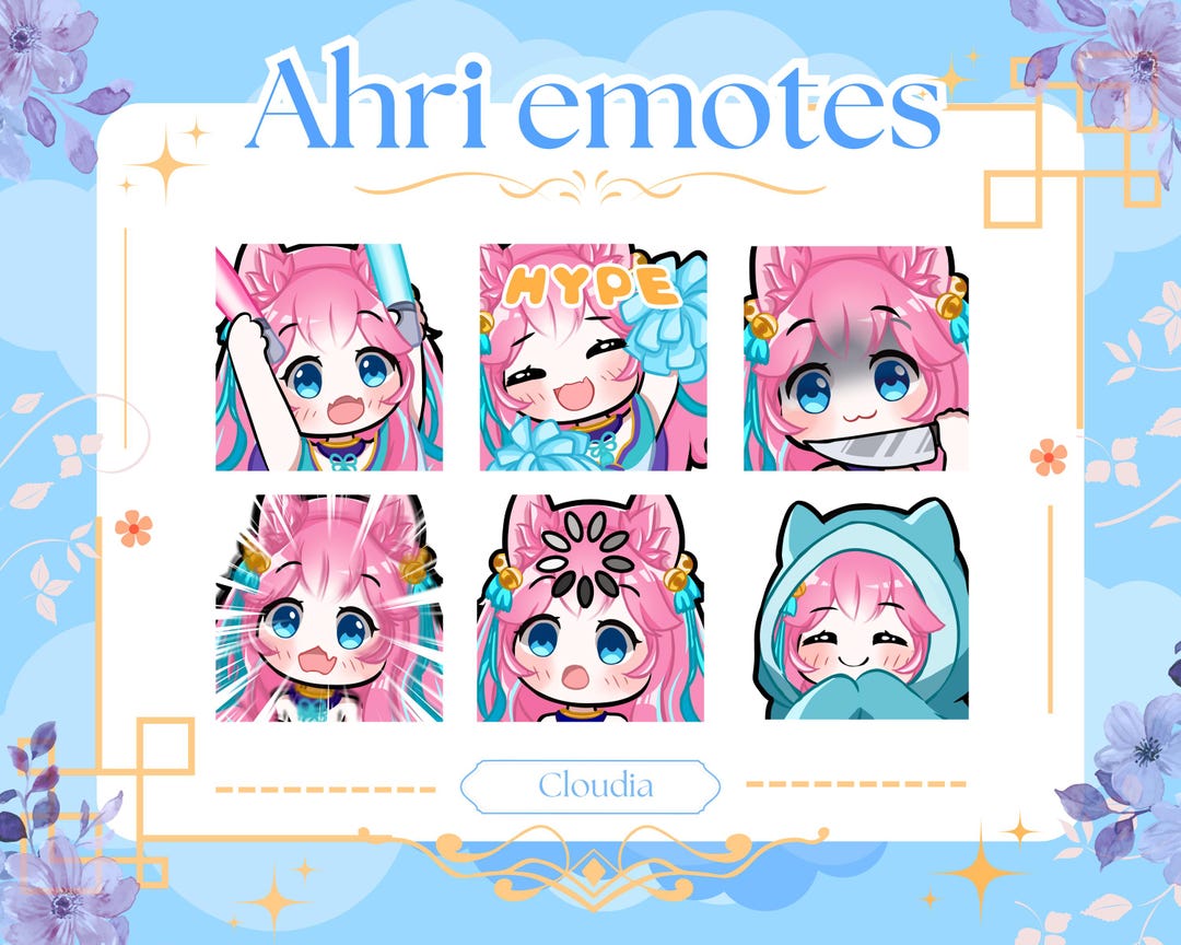 Ahri Twitch Emote Pack | Discord Emote | Discord Sticker | Cute Emote ...