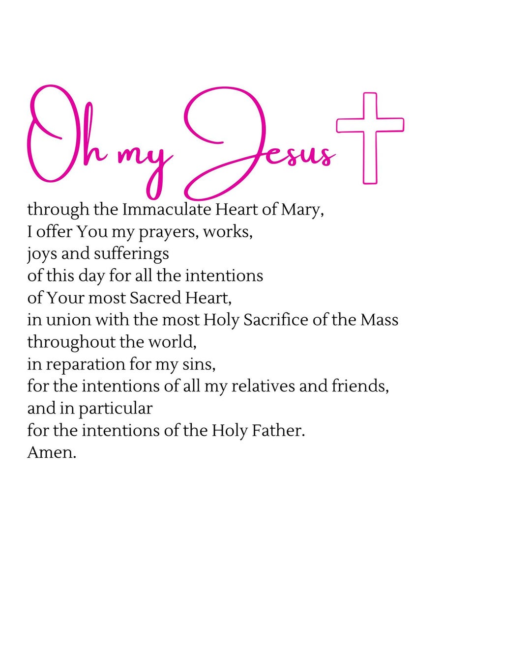 Morning Offering - Catholic - Pink Printable - Etsy