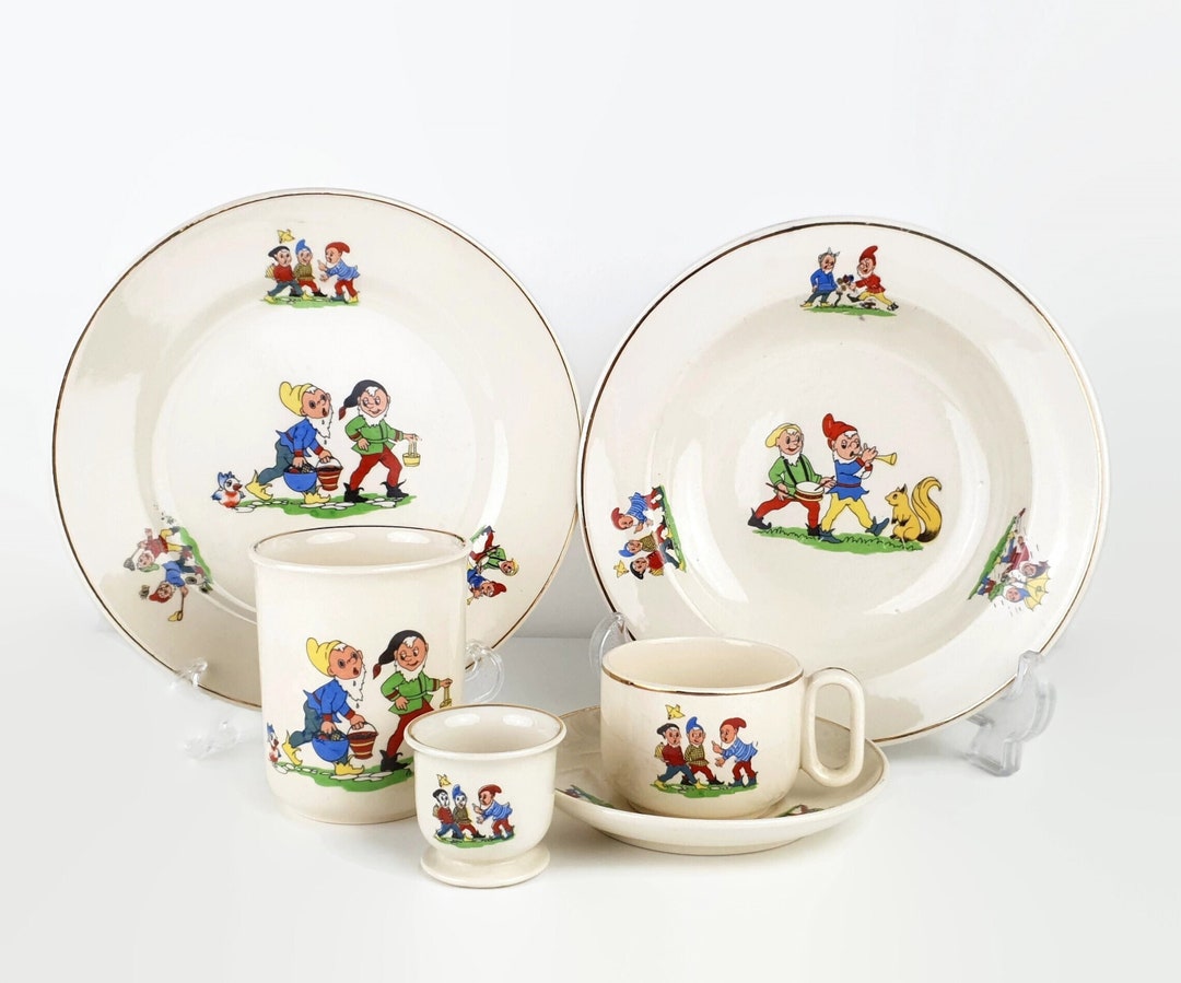 Vintage Gnome Childrens Dinnerware Set - 5-piece Ceramic Tableware - Etsy