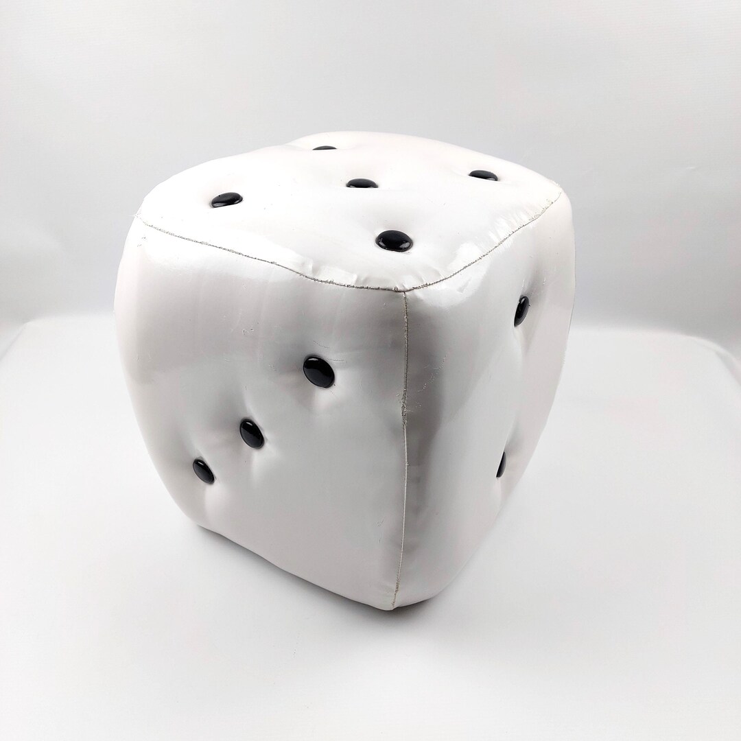 Vintage White Dice Stool Pouf Ottoman - Retro Game Room Decor - Etsy