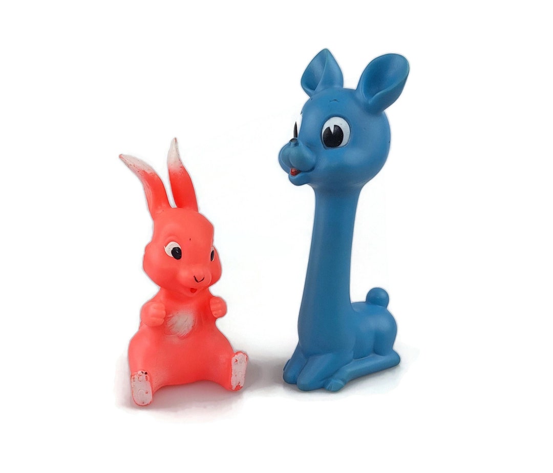 Vintage Rubber Squeak Toys : a Sun Rubber Pink Rabbit and a - Etsy