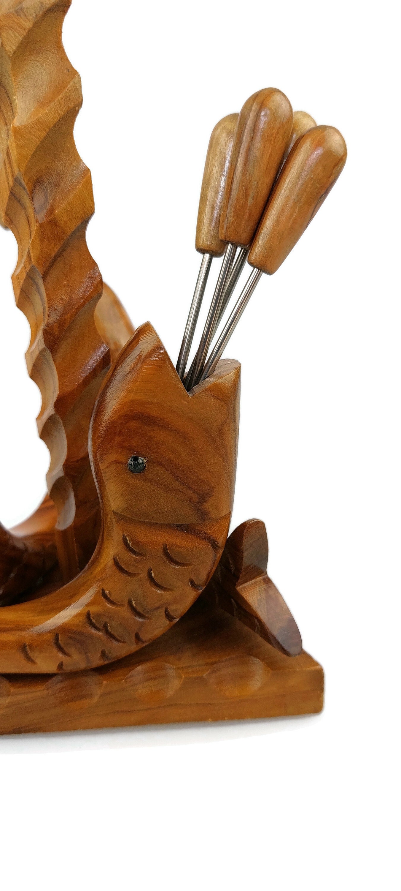 Mid Century Wooden Fish Cocktail Pick Set - Etsy