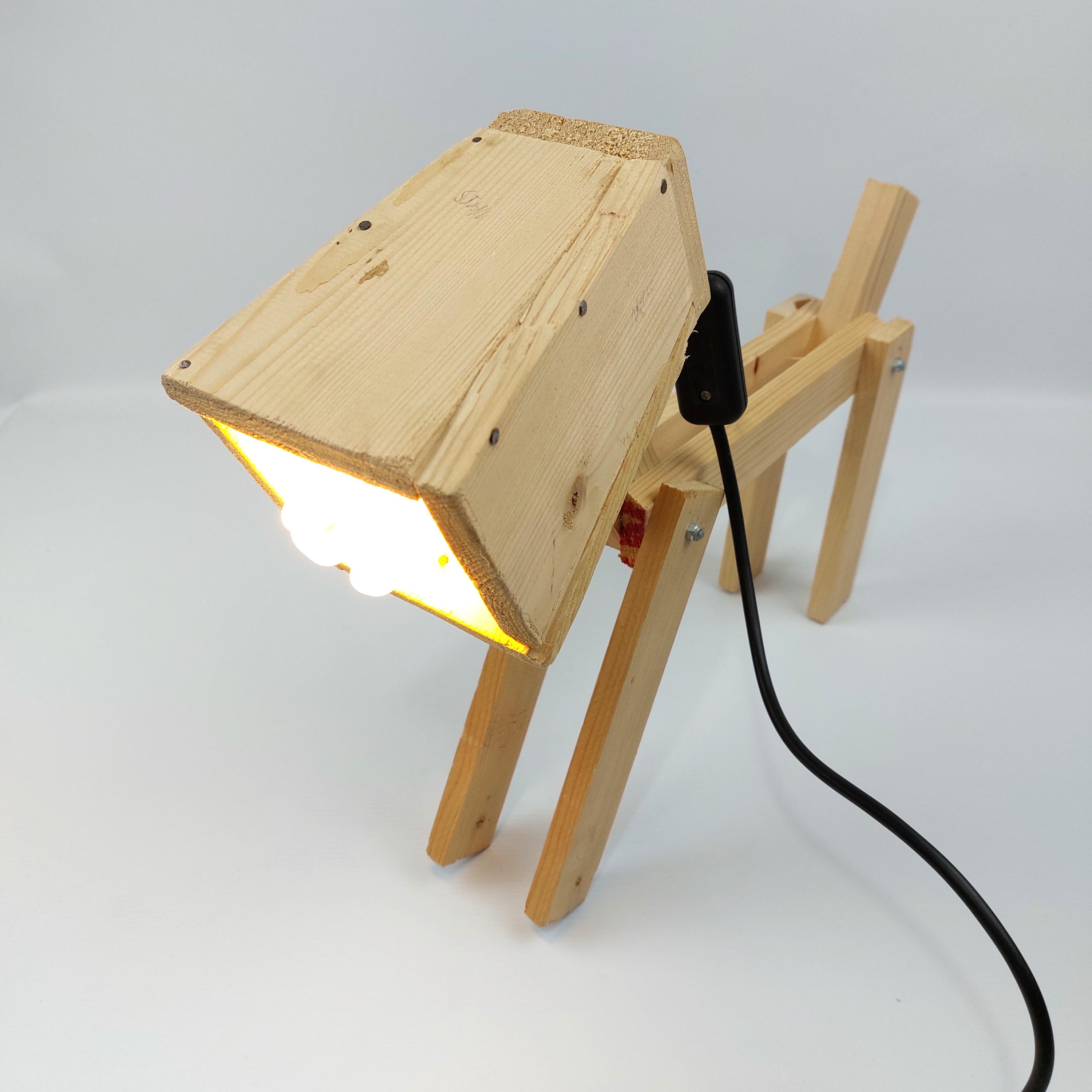 Vintage Handmade Wooden Dog Lamp – Adjustable Legs & Head, Unfinished ...