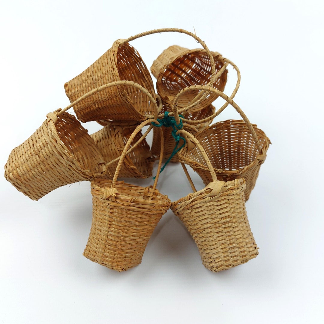 Set of 8 Miniature Woven Baskets - Rustic Handmade Mini Baskets for ...