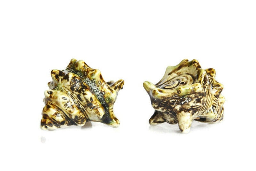 Majolica Green Conch Seashells Salt and Pepper Shakers - Etsy