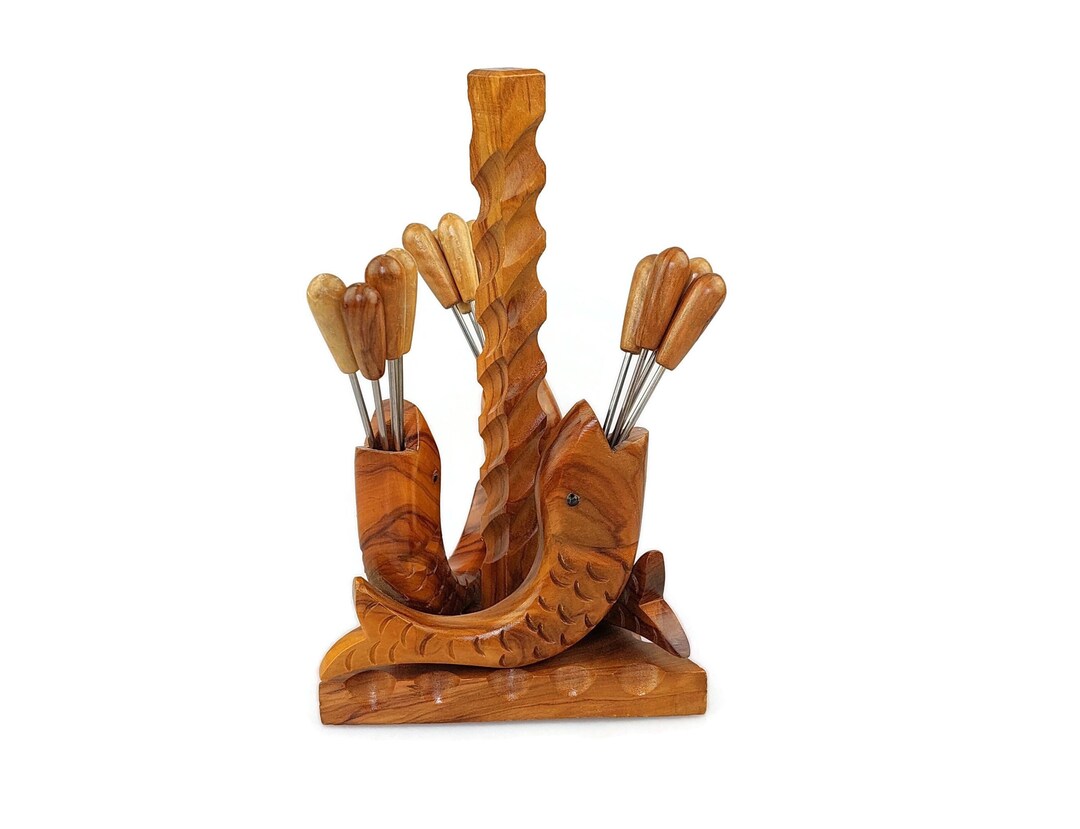 Mid Century Wooden Fish Cocktail Pick Set - Etsy