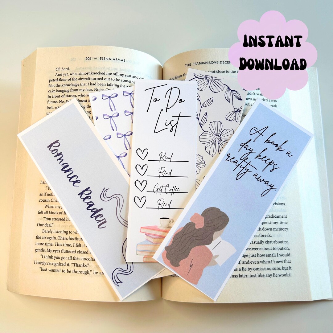 Cute Purple Bookmarks for Romance Readers Instant Download Bookmarks ...
