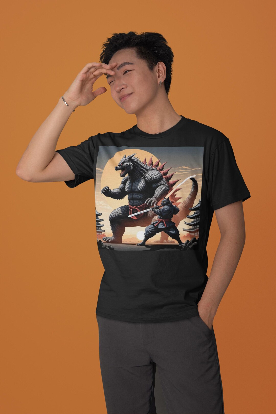 Samurai Godzilla Vs. Ninja Cat Vol.1 T-shirt - Etsy