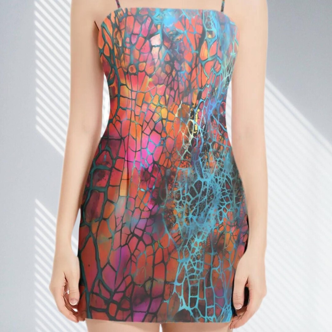 Neon Party Dress I Neon Tiger Snake Skin Pattern Dress I Neon Dress I Mini Dress I Jungle Dress ...