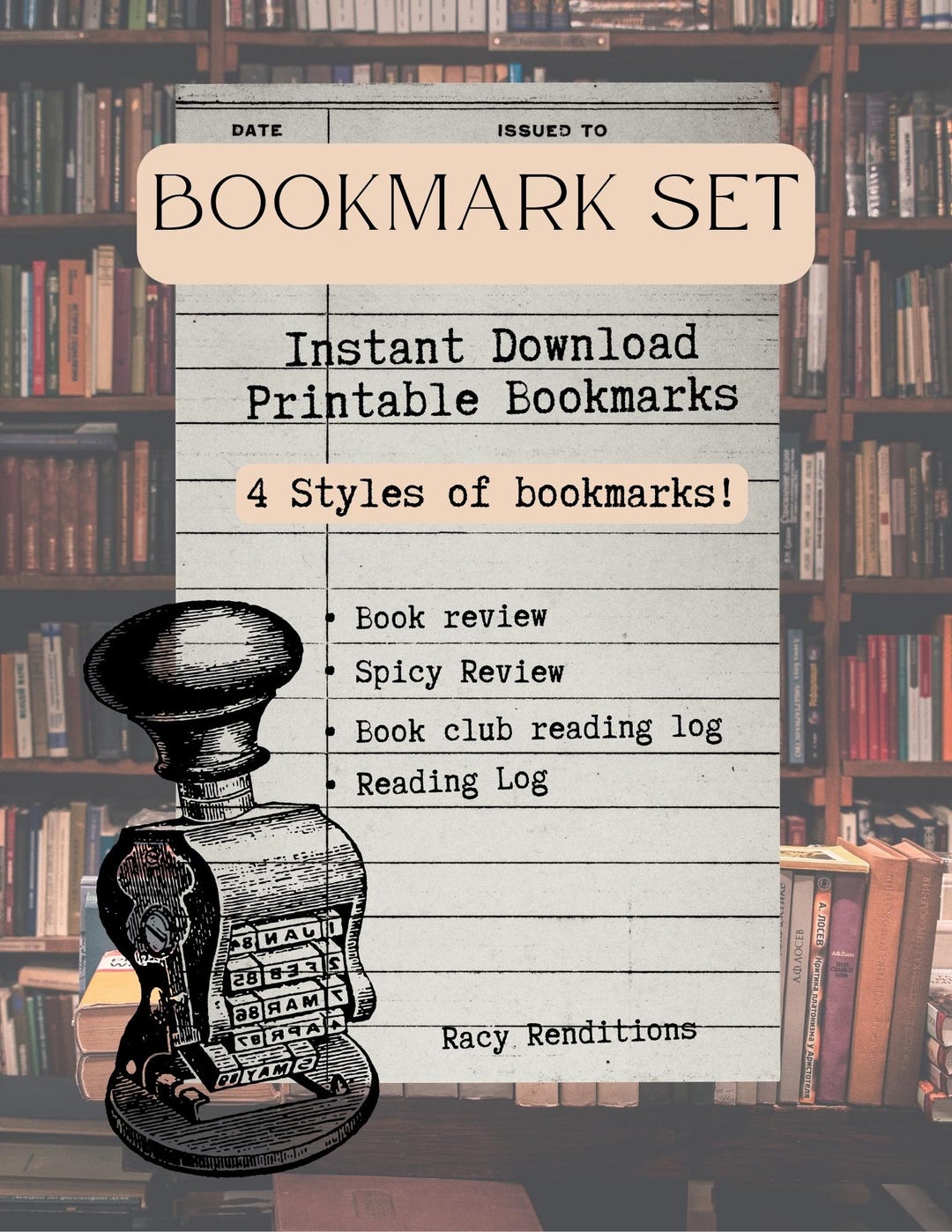 Book Review Bookmark Set: Library Card Style (instant Download) - Etsy