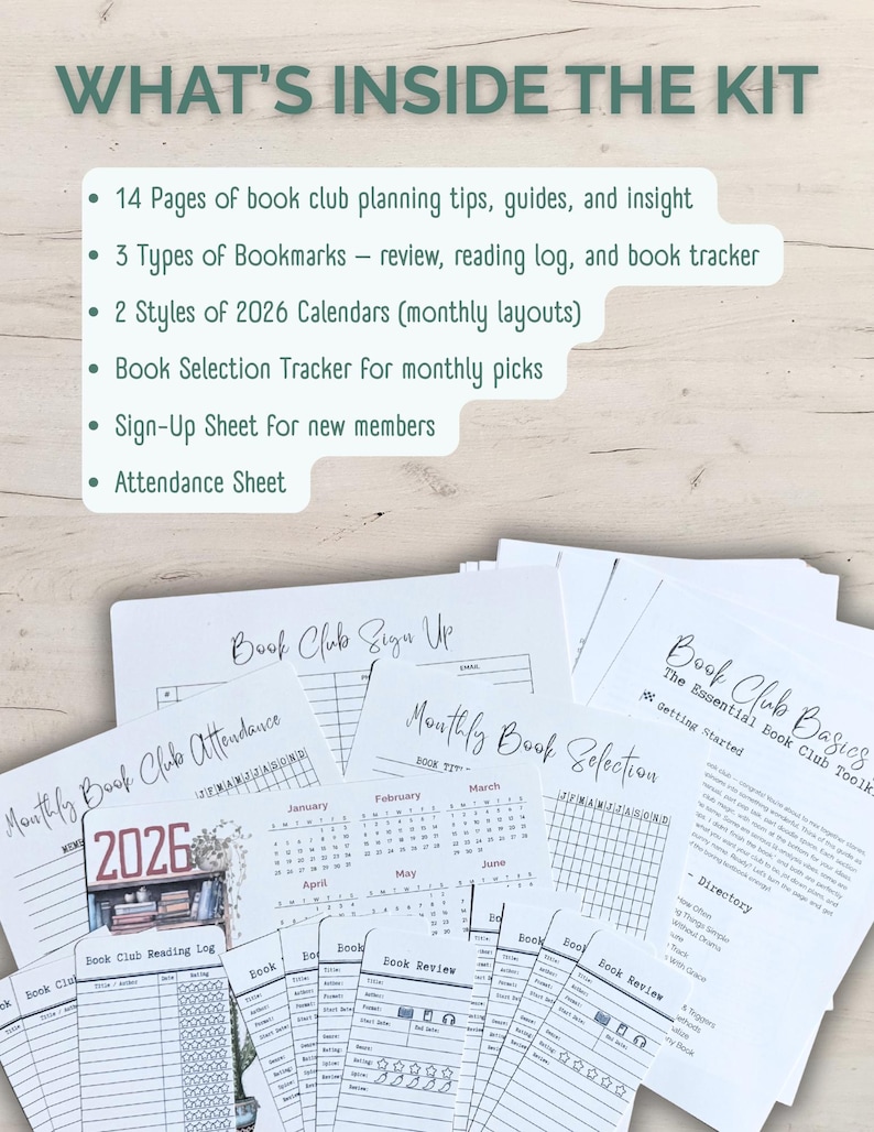 Book Club Kit: Printable Guide & Worksheets (instant Download) - Etsy