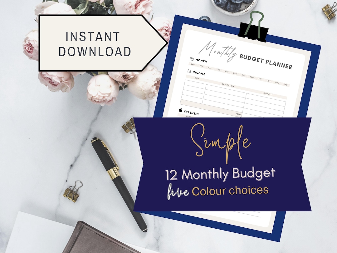 12 Monthly Budget Planner, Fillable PDF, Printable, A4 Budget Printable ...