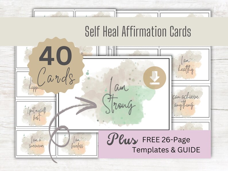 40 Self Heal Affirmation Cards, Printable Cards, Encouragement Cards ...