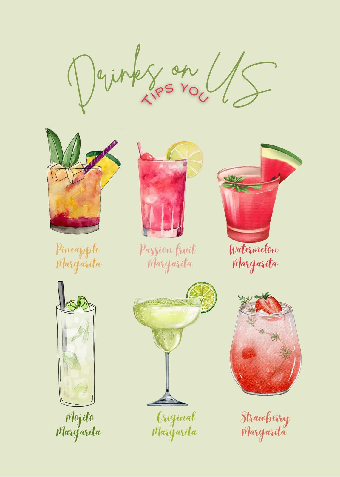Digital Drink Menu for Parties, Wedding, Birthday, Baby or Bridal ...