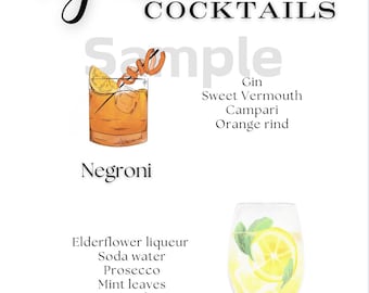 Printable Cocktail Menu | Elegant Bar Menu | Signature Cocktails - Etsy