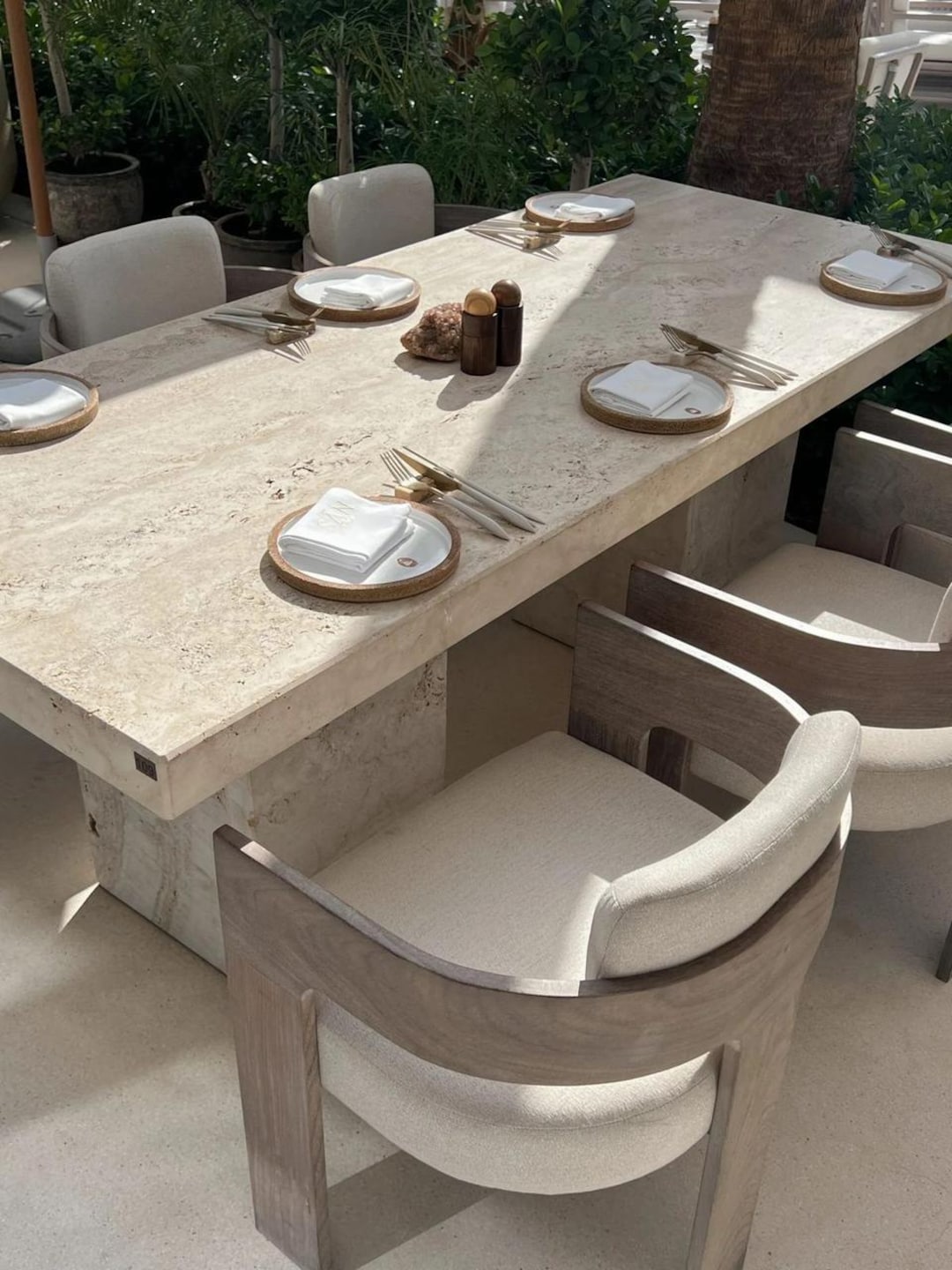 Travertine Dining Table Round Travertine Table With Fluted Legs Oval ...