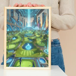 Futuristic Cyberpunk Golf Course: Ai-generated Sci-fi Wall Art, Digital ...