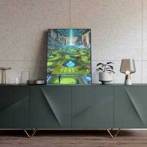 Futuristic Cyberpunk Golf Course: Ai-generated Sci-fi Wall Art, Digital ...