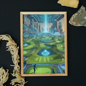 Futuristic Cyberpunk Golf Course: Ai-generated Sci-fi Wall Art, Digital ...