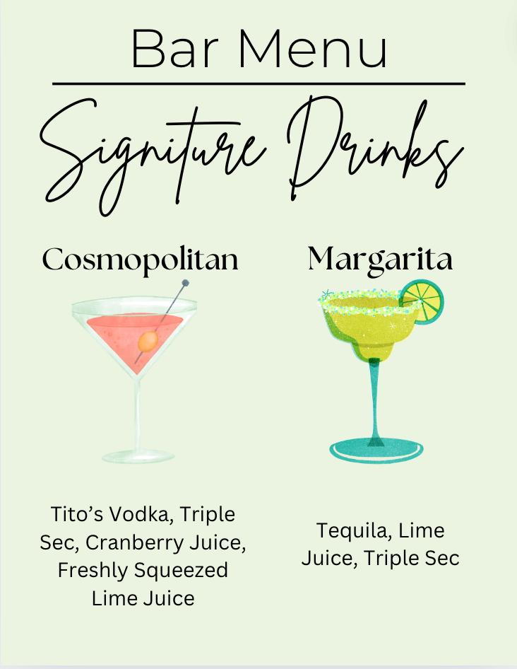 DIY Printable Bar Sign Template: Customizable Signature Drinks Menu ...