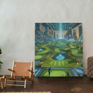 Futuristic Cyberpunk Golf Course: Ai-generated Sci-fi Wall Art, Digital ...