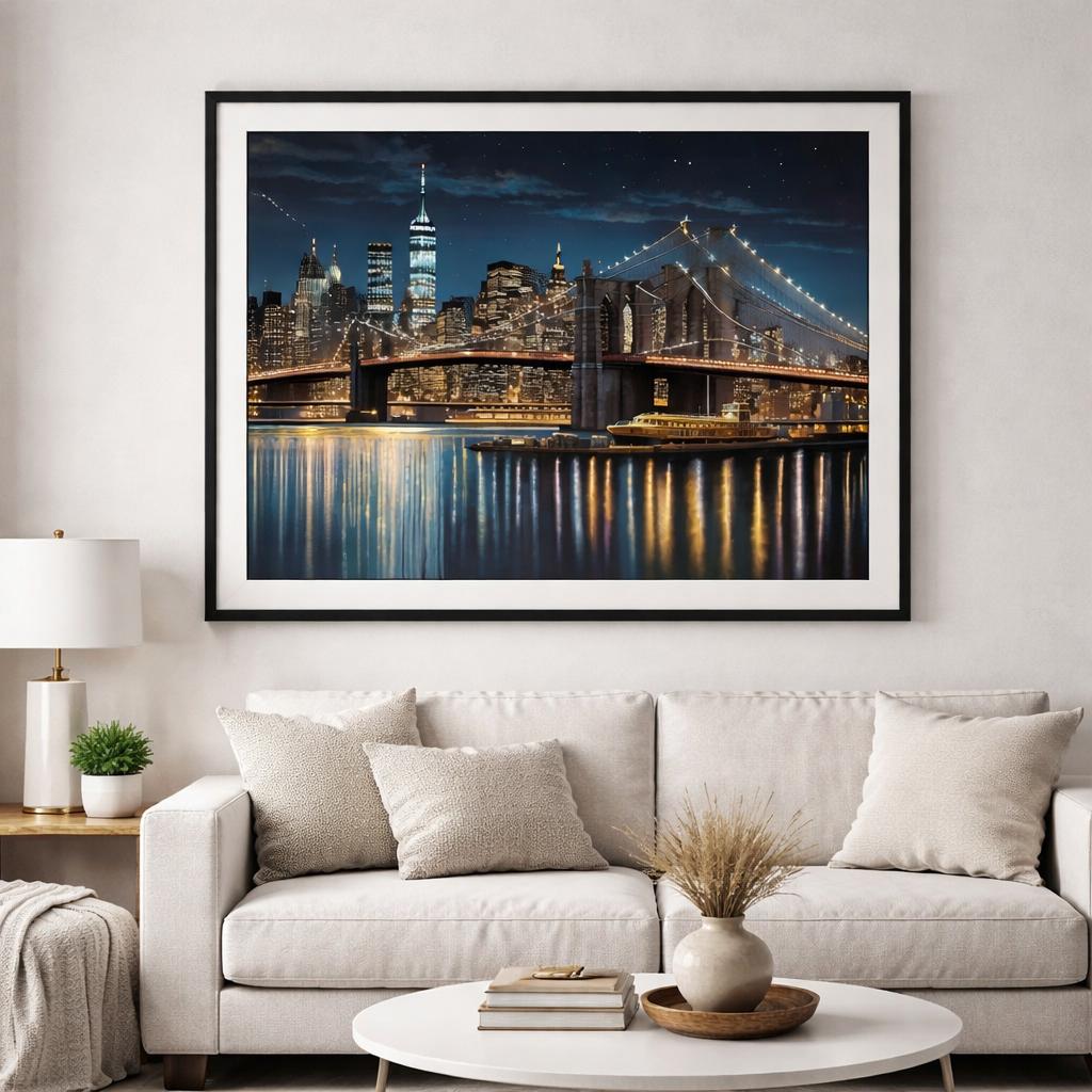Brooklyn Bridge Against a Backdrop of the New York City Skyline - Etsy