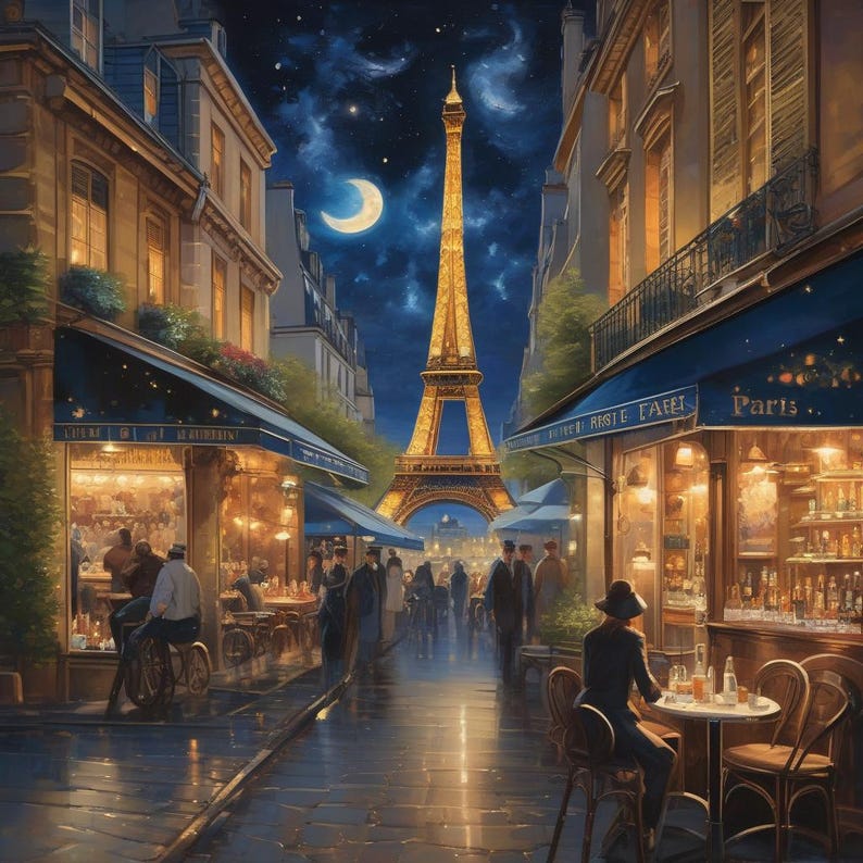 Paris at Night, Showcasing the Eiffel Tower and Cityscape Glowing Under ...