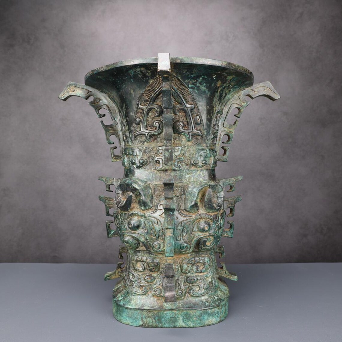15'' Bronze He Zun Vessel, Western Zhou Dynasty Wine Container, Ancient ...