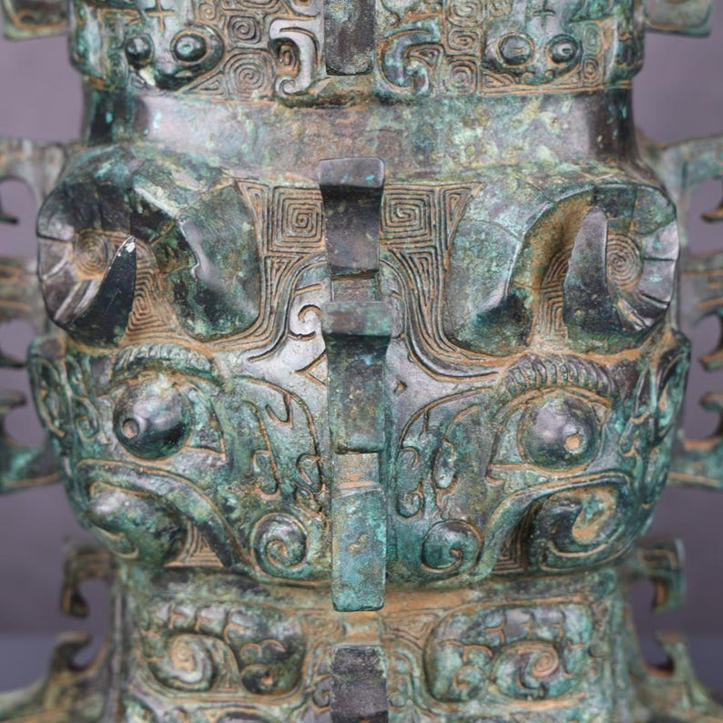15'' Bronze He Zun Vessel, Western Zhou Dynasty Wine Container, Ancient ...