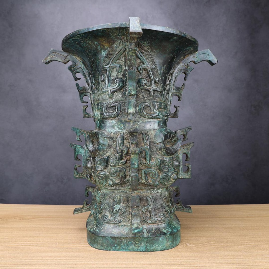 15'' Bronze He Zun Vessel, Western Zhou Dynasty Wine Container, Ancient ...