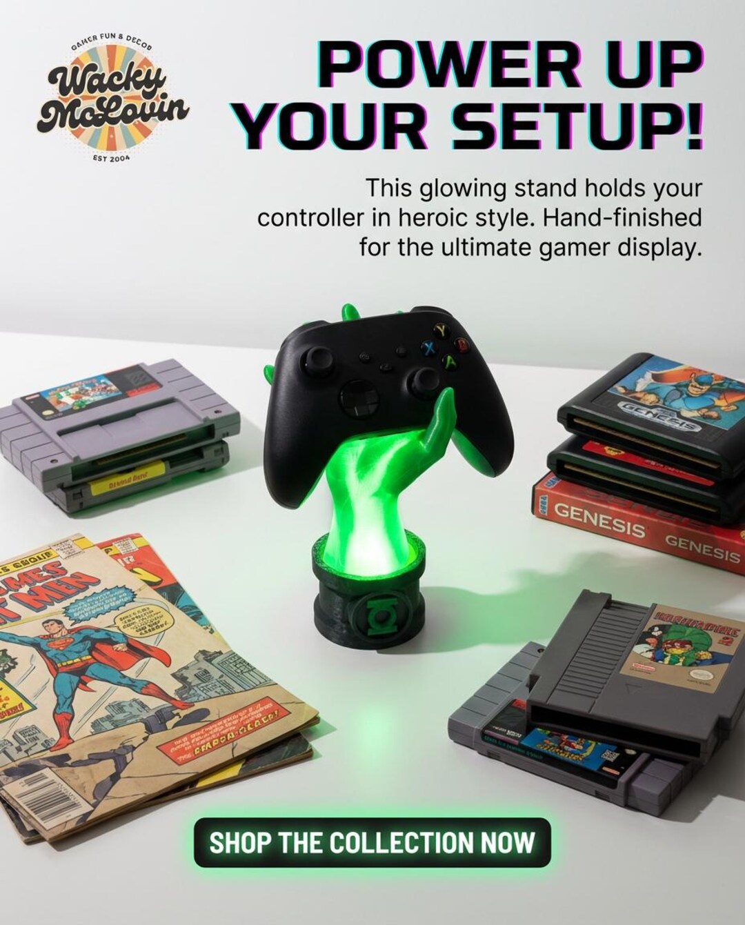 Green Lantern Inspired Light-up Controller Stand | LED Gamer Desk ...