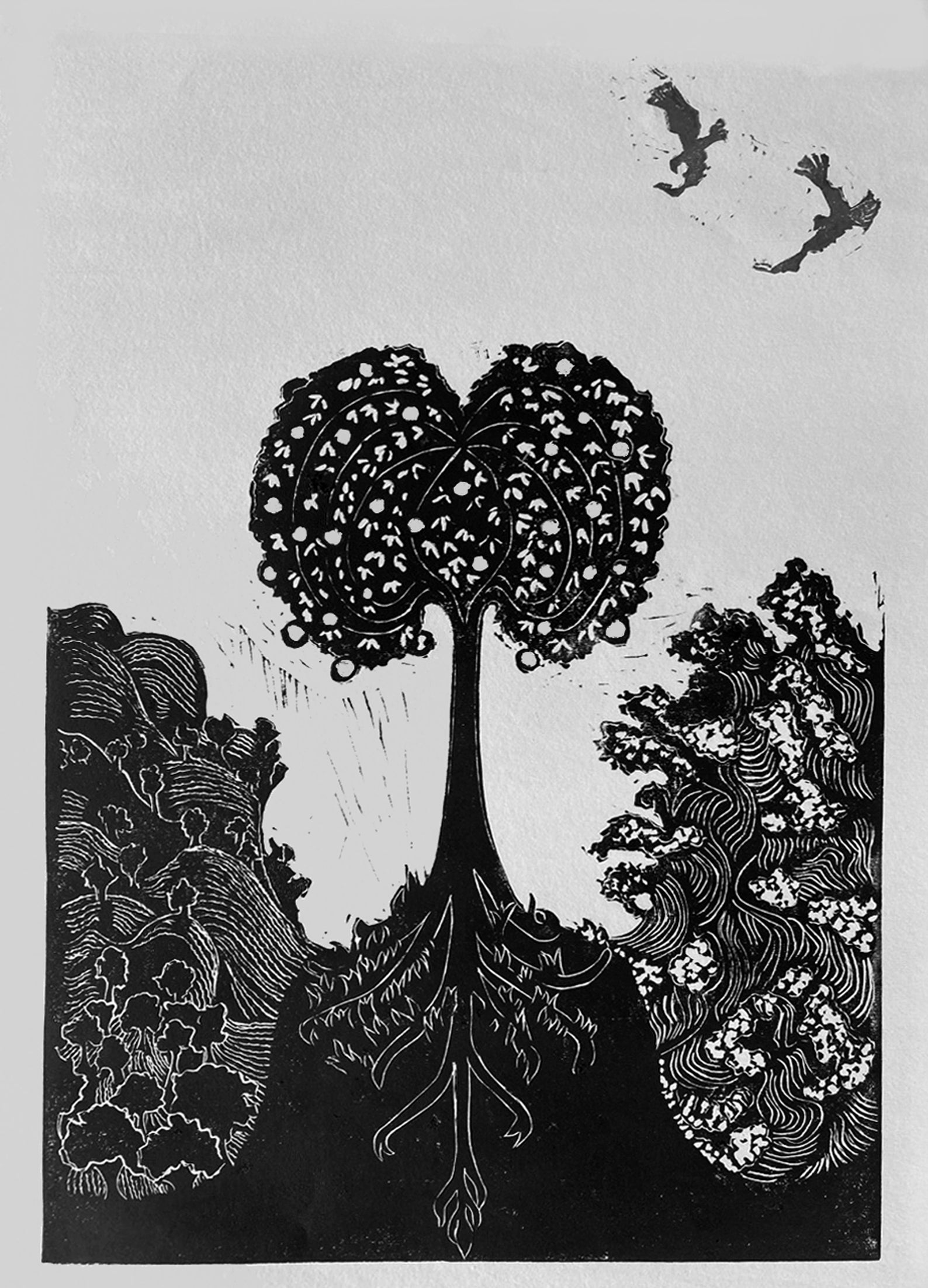 Apple Tree Limited Edition Linoleum Block Printed and Signed - Etsy