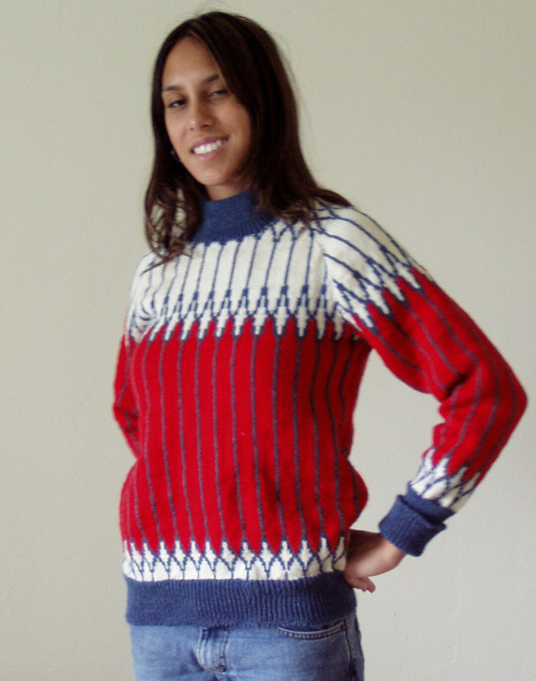 Red, White, & Blue Woman's Sweater or Child's Large - Etsy