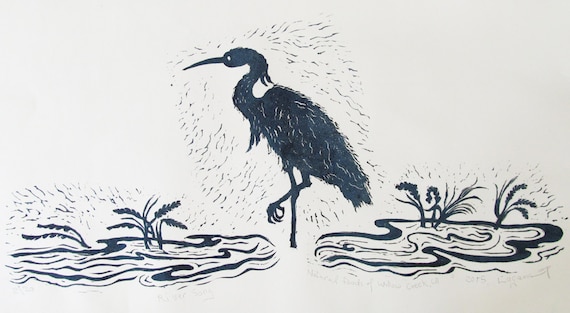 River Song Linoleum Block Print Hand Printed and Signed in | Etsy