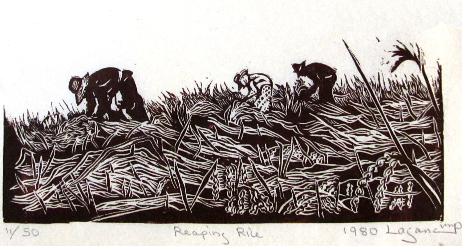 Reaping Rice Limited Edition Lino Cut Hand Printed Hand - Etsy